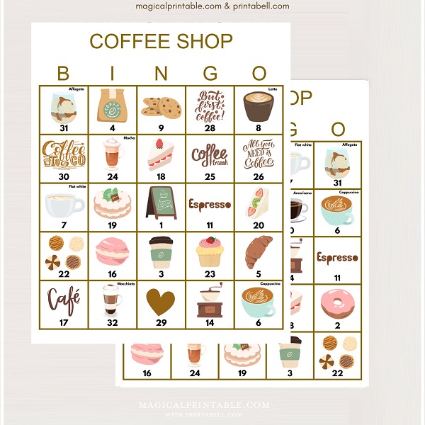 100x Coffee Bingo Cards – Printabell • Express
