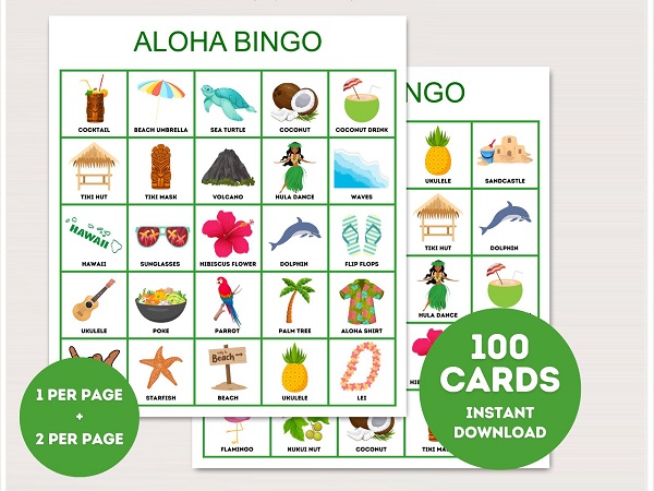 Aloha Bingo Cards – Printabell • Express