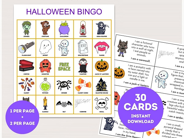Halloween Bingo Cards Instant Download – Printabell • Express