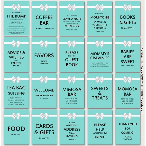 Tiffany Themed Baby Shower Games, Invitation, Party Printables ...